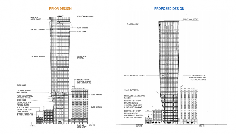 Renderings Reveal Updated Design for 1000M at 1000 S Michigan Avenue in ...