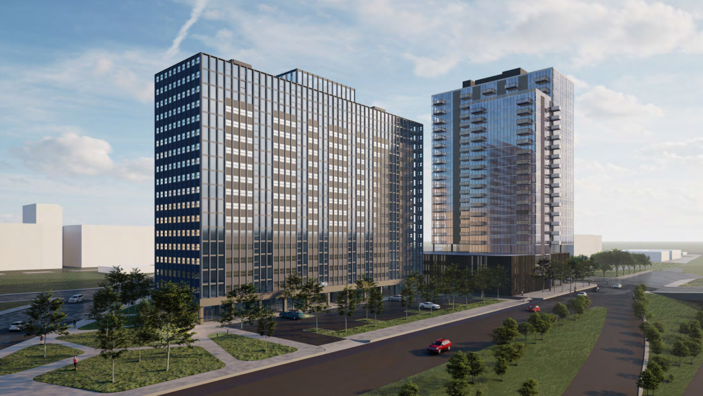 Recladding Continues on Atrio Apartments Renovation in Illinois Medical ...