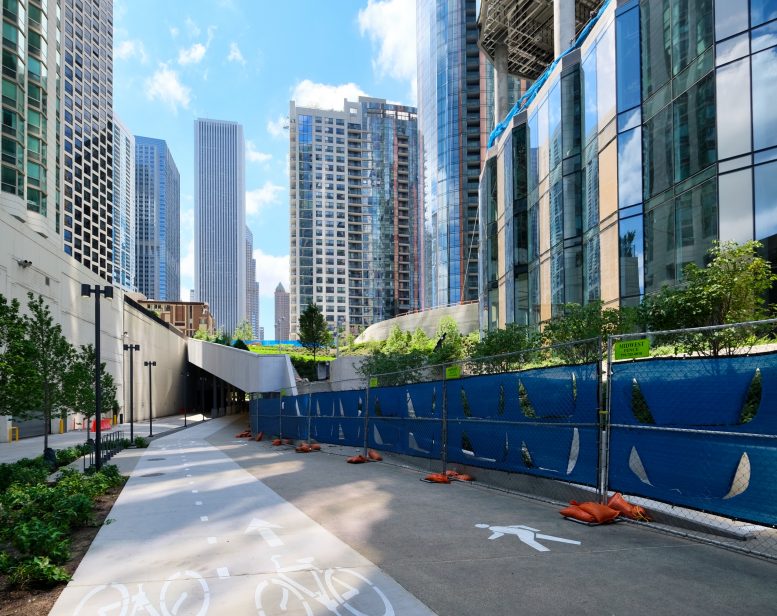 Landscaping at Cascade Park Wraps in Lakeshore East - Chicago YIMBY
