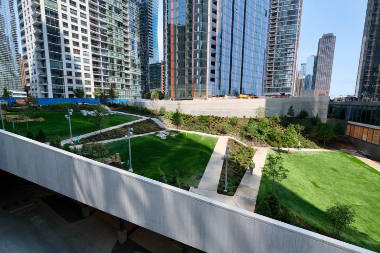 Landscaping at Cascade Park Wraps in Lakeshore East - Chicago YIMBY