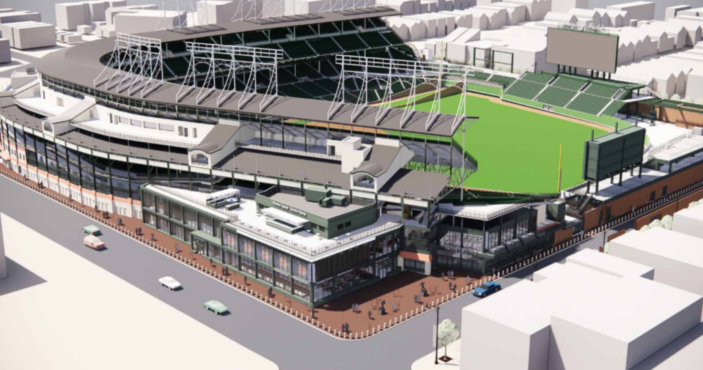 Exterior Walls Take Shape for Sportsbook Addition at Wrigley Field ...
