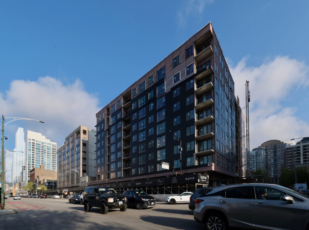 Facade Underway for Hugo Development in River North - Chicago YIMBY