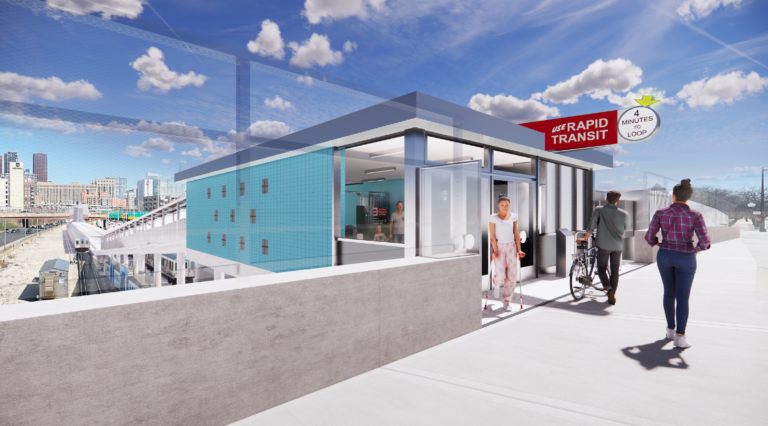 New Racine Blue Line station takes shape over the Eisenhower Expressway ...
