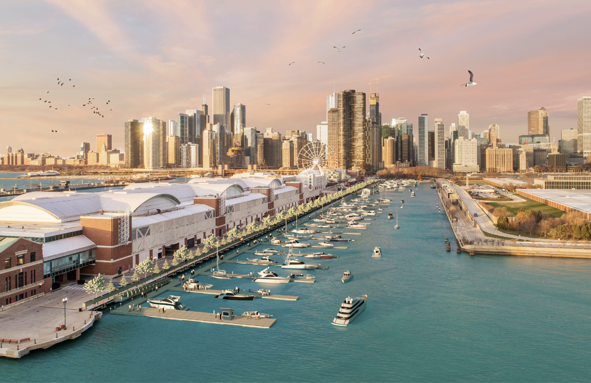 Navy Pier Marina Progresses As Amenities Building Gets Its Permit ...