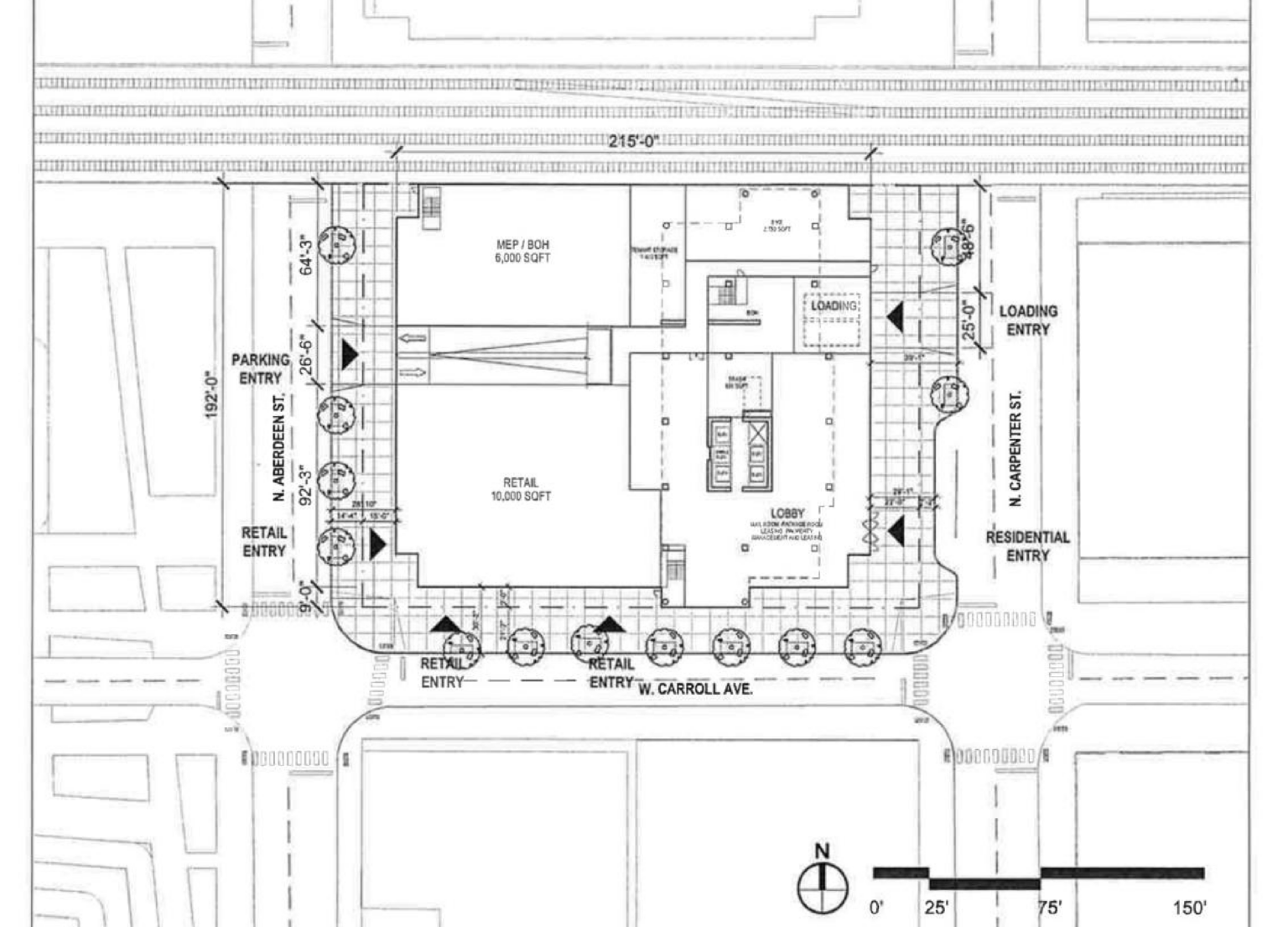 Plans Revealed For Potential Mixed-Use Tower At 345 N Aberdeen Street ...