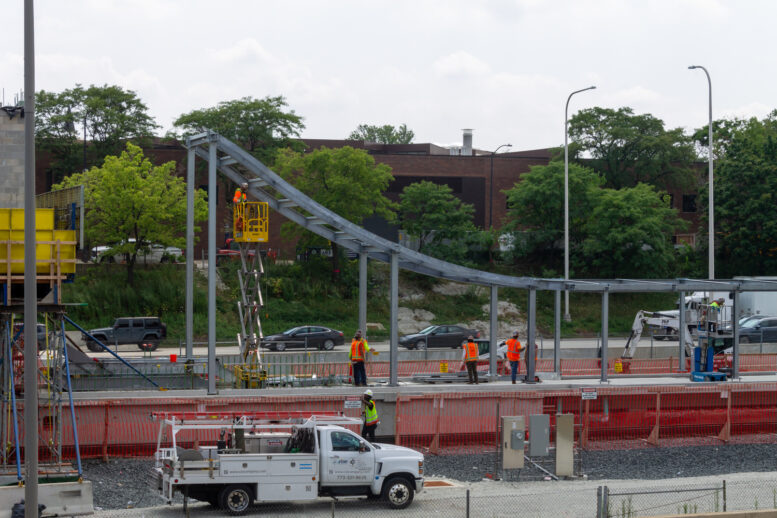 New Racine Blue Line station takes shape over the Eisenhower Expressway ...