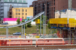 New Racine Blue Line station takes shape over the Eisenhower Expressway ...