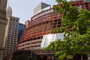 Renovation work continues on the skeletal remains of the Thompson ...