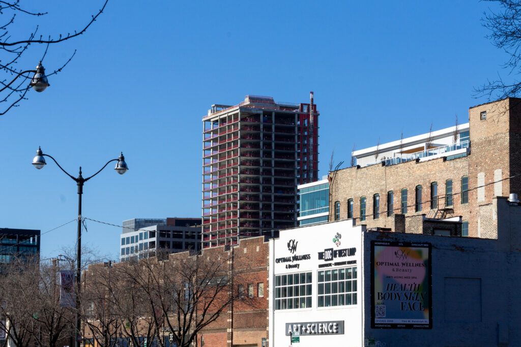 220 North Ada takes Down Another Tower Crane, As Glass Continues To ...