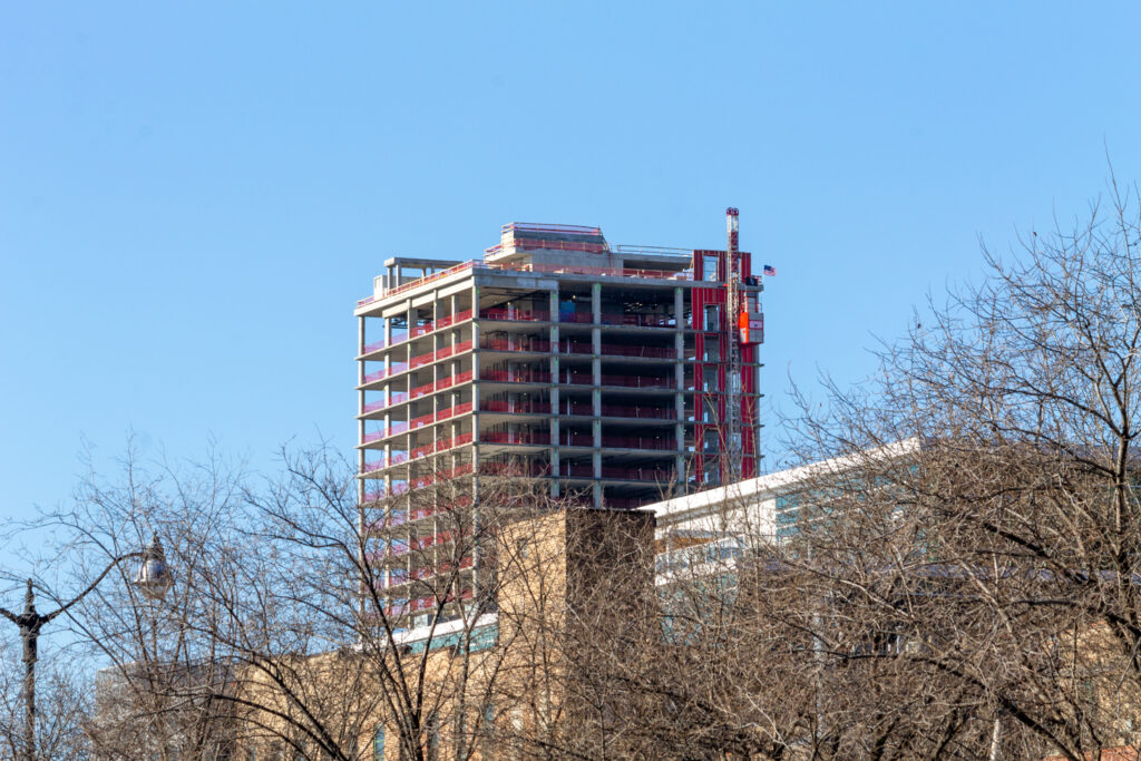 220 North Ada takes Down Another Tower Crane, As Glass Continues To ...