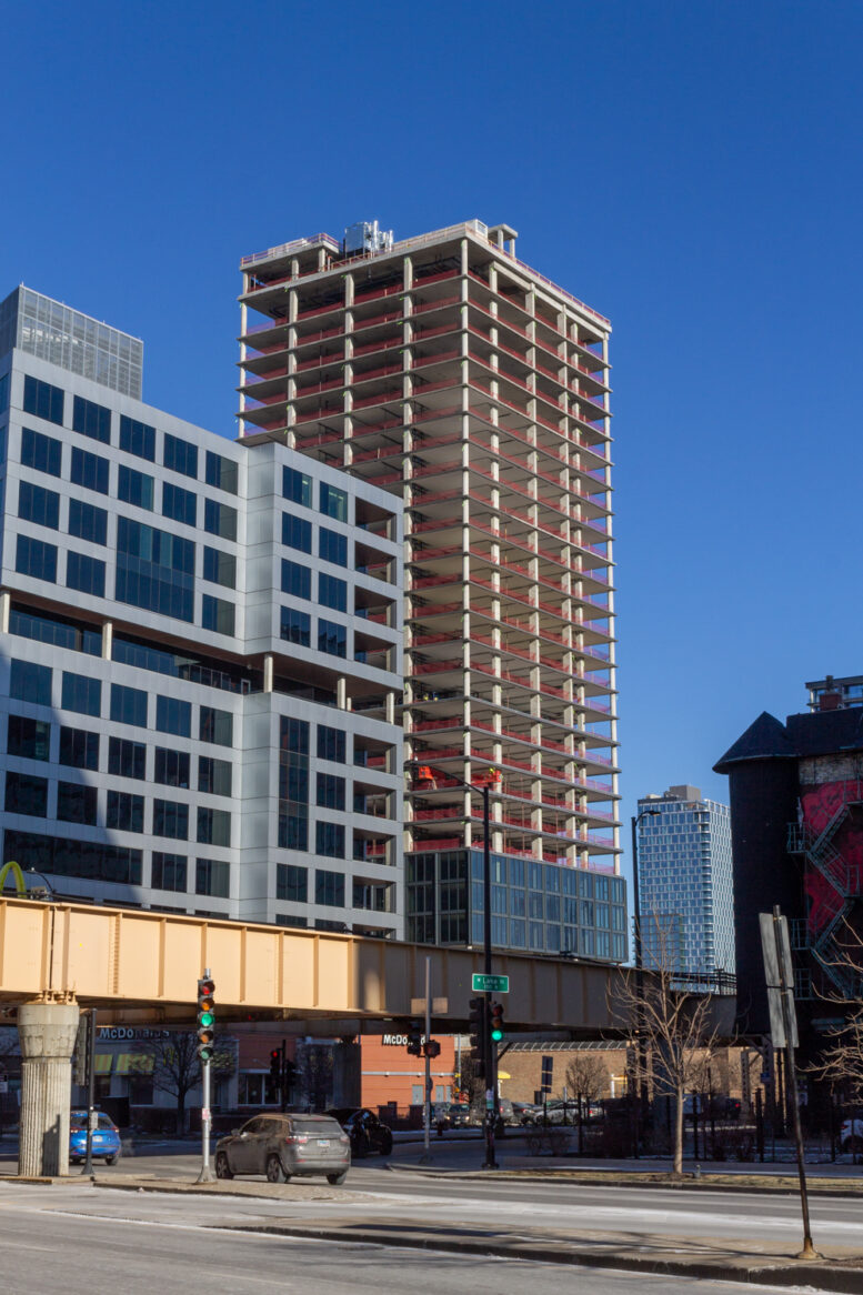 220 North Ada takes Down Another Tower Crane, As Glass Continues To ...
