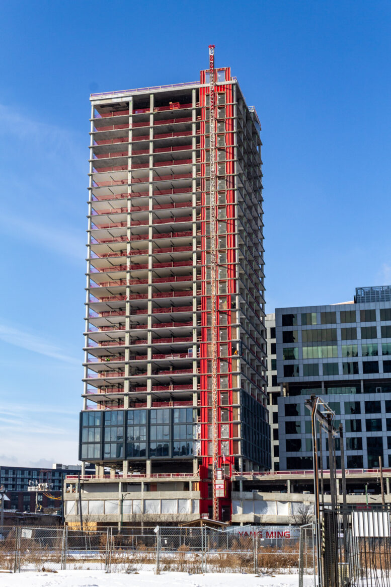 220 North Ada takes Down Another Tower Crane, As Glass Continues To ...
