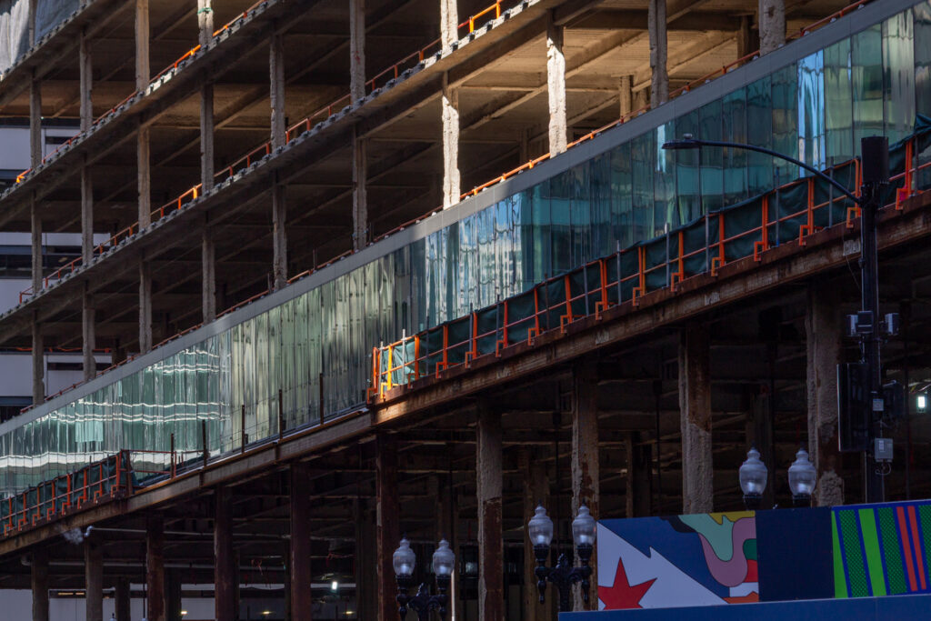 First Row Of New Glass Works Its Way Around The Thompson Center ...