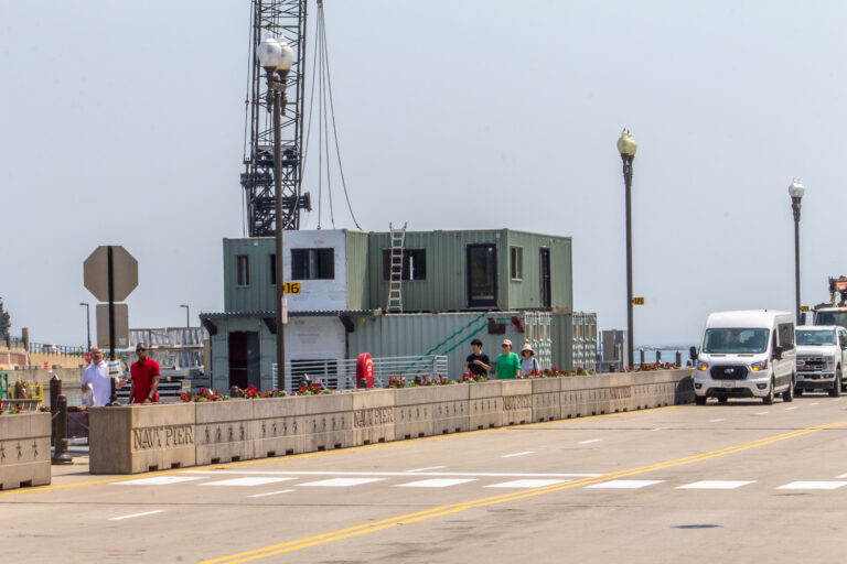 The Containerized Amenities House Is Being Assembled At Navy Pier ...